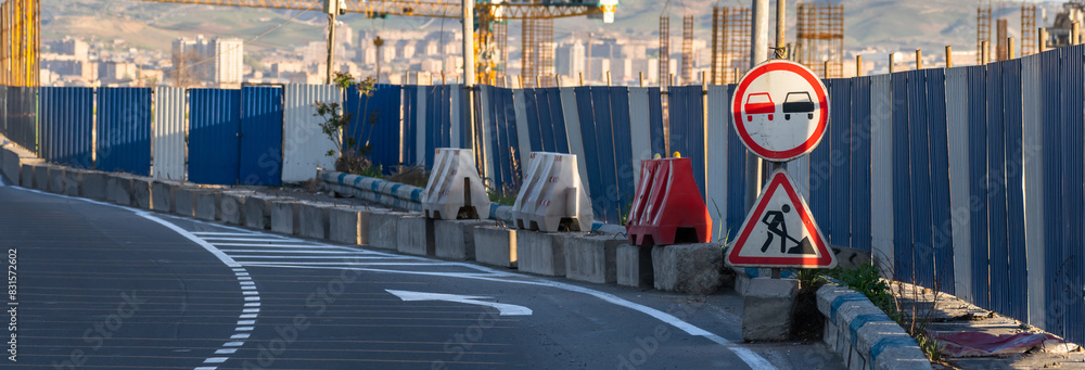 Road construction, roadside construction, vehicle crossing ...