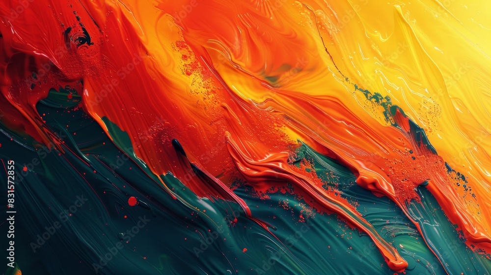 neon brushstroke art, vibrant neon green, orange, and yellow brush ...