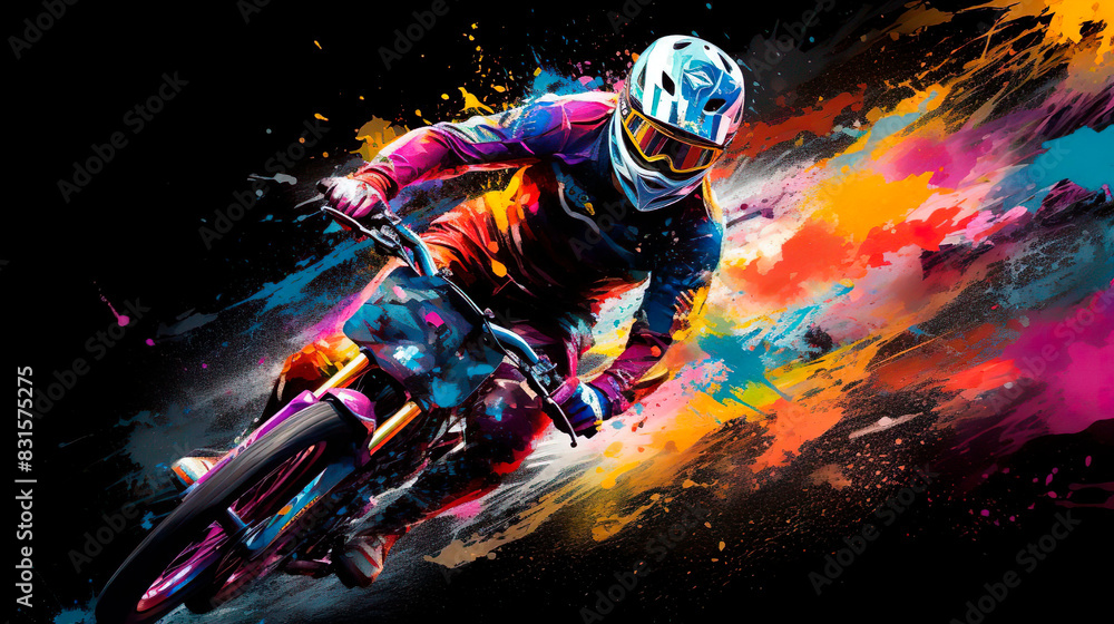 Off-road motorcycle elements useful for rally, race poster, placard ...