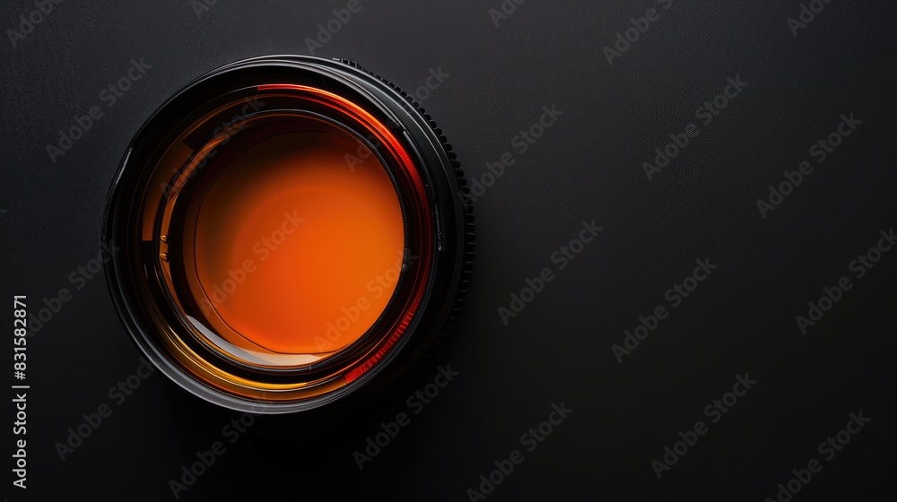 Orange oil filter diaphragm against a dark black backdrop Stock Photo ...