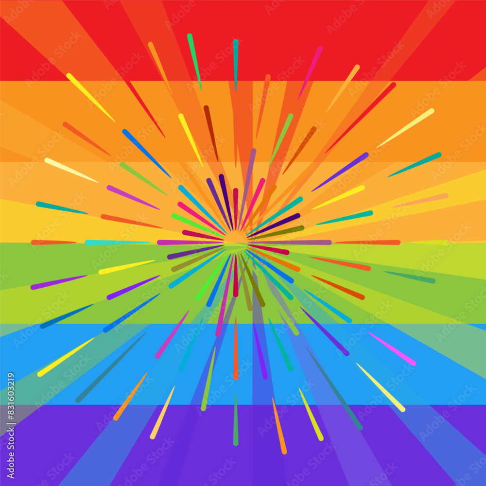 Love is Love. LGBT style background with rays. Vector illustration in ...