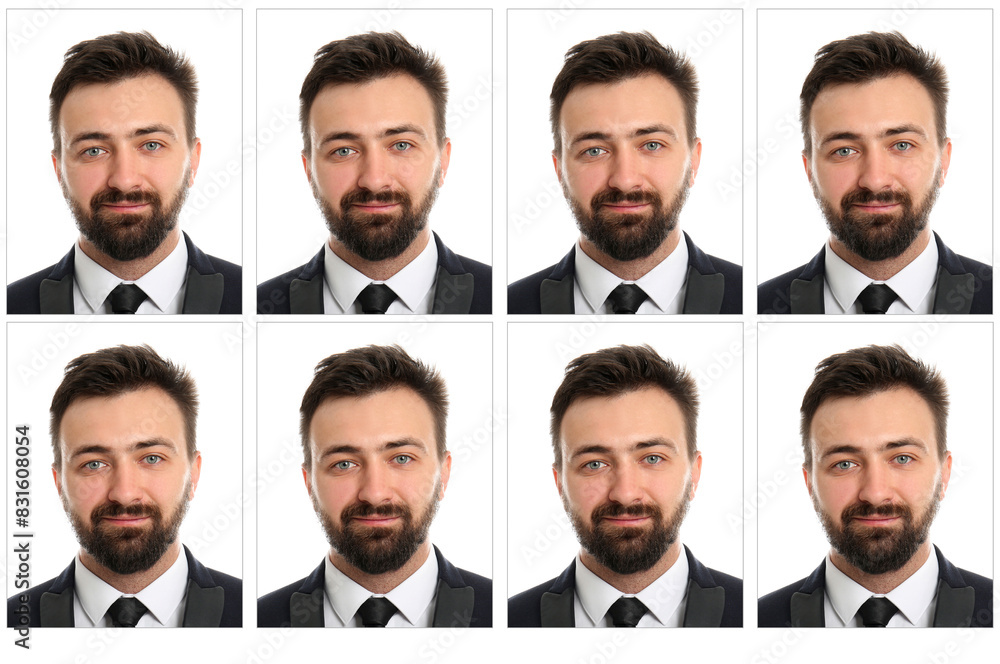 Photos of young man for passport on white background Stock Photo ...