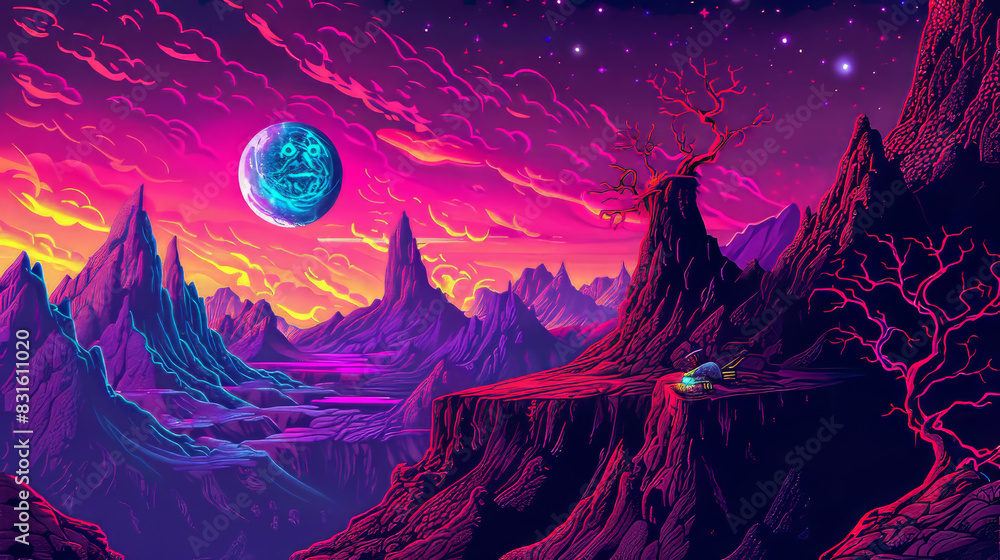 A futuristic gaming world blending 2D pixel art with advanced 3D ...