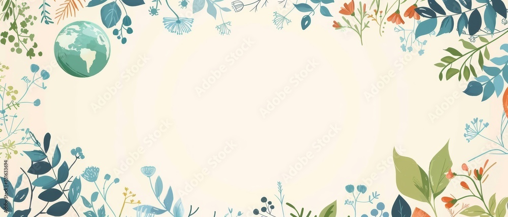 Minimal blank template card for Earth Day in cute styles, featuring ...