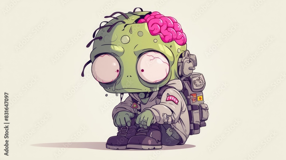 Endearing Zombie Alien, Tousled Hair, Hungry Expression, Playful and ...