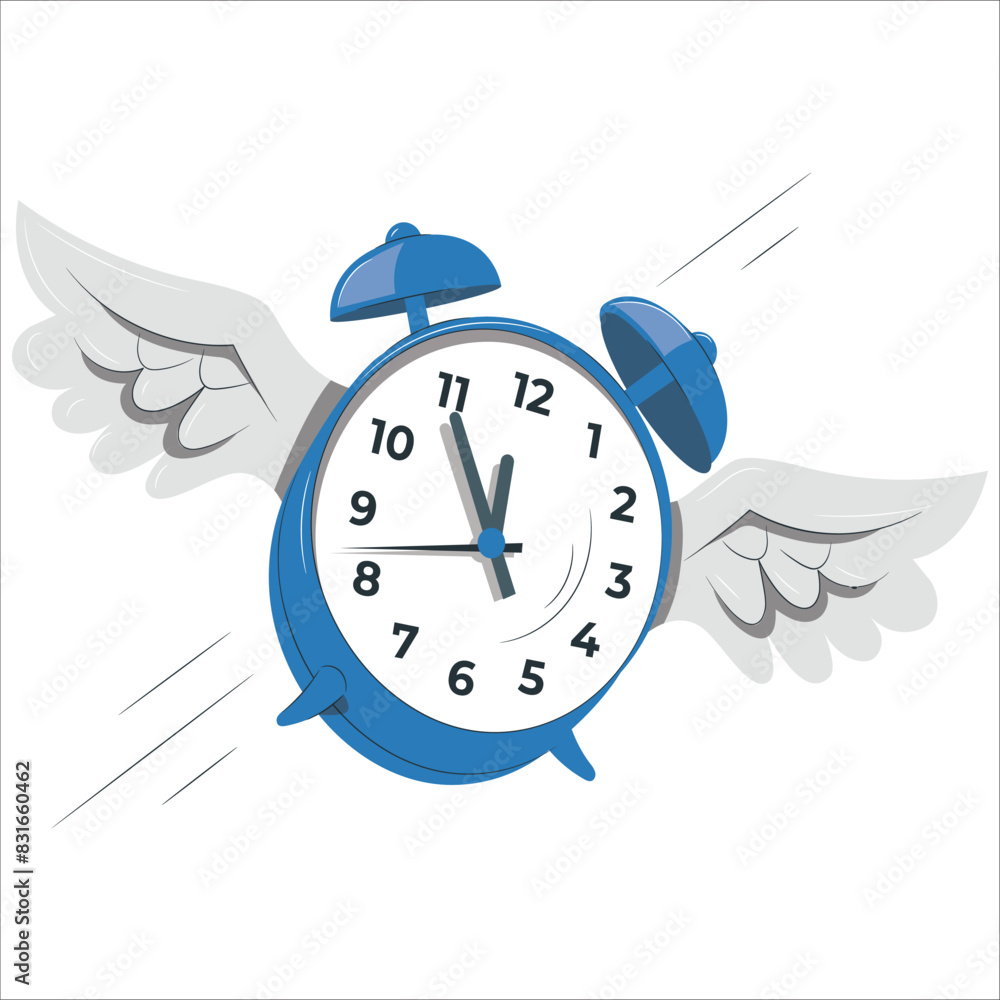 Vetor de Time Flies Vector Concept Cartoon Illustration of a Clock ...