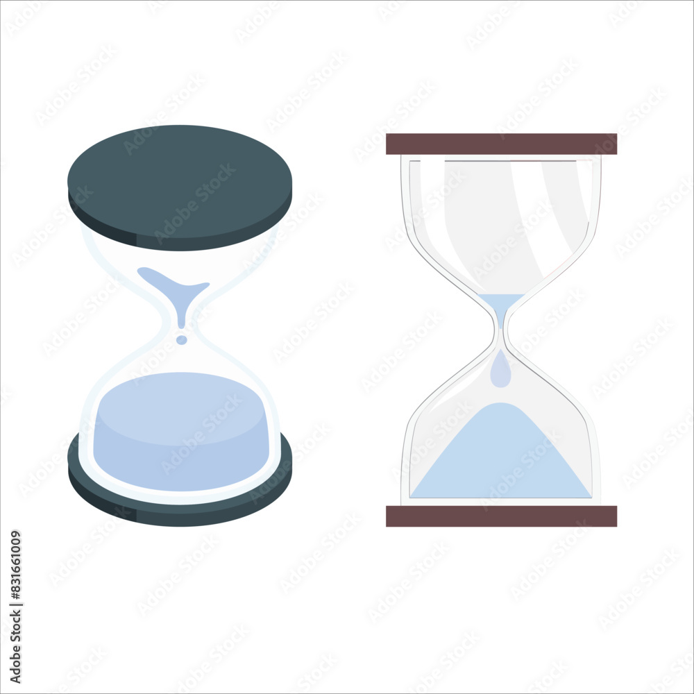 True transparent sand hourglass isolated on white background. Simple ...