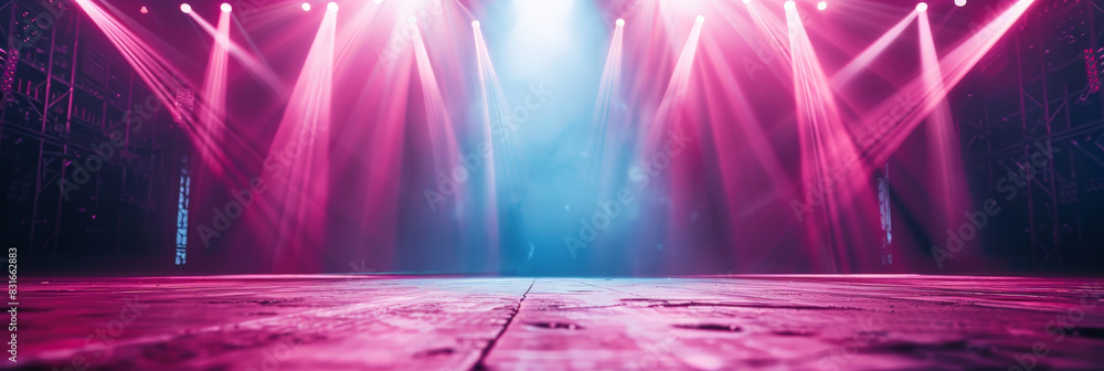 empty stage with pink and white lights,Modern high-tech concert stage ...