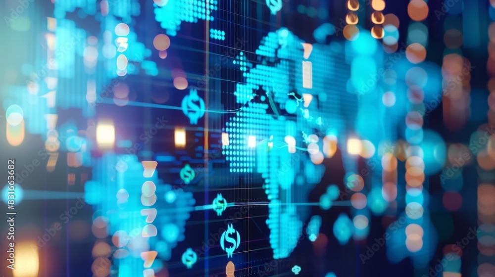 An illustration of the global revolution in finance with digital ...