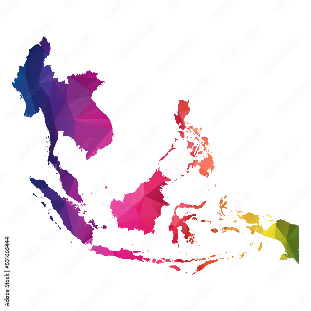 Abstract Polygon Map - Vector illustration Low Poly Color Rainbow ...