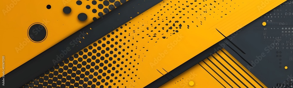 Retro vintage background with halftone overlay and grunge frame. Yellow ...