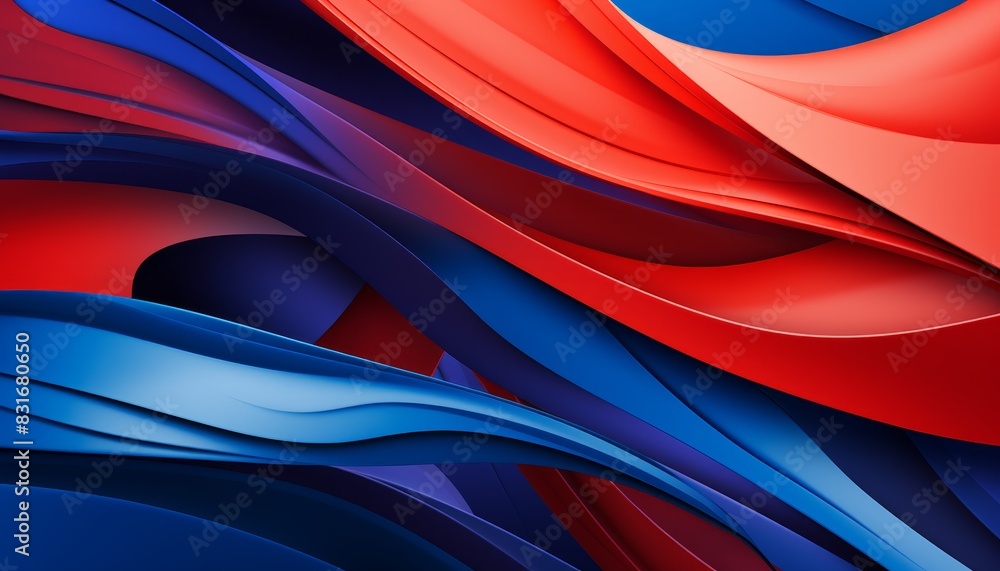 Abstract background with flowing red and blue shapes. Dynamic, vibrant ...