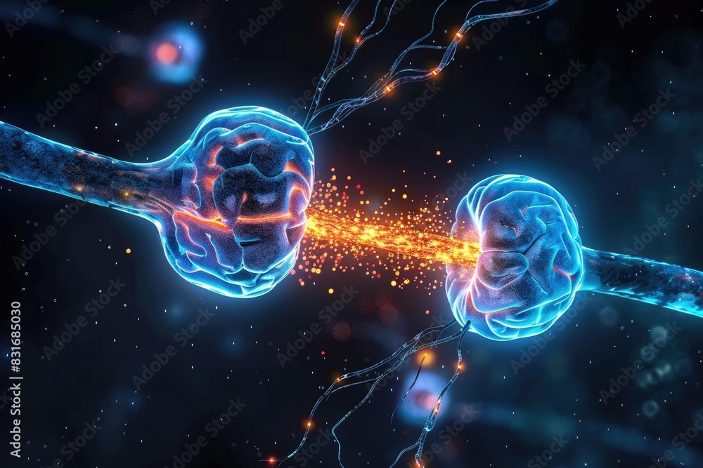 Neural connection: nerve synapse - intricate junction where nerve cells ...