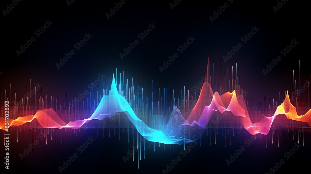 Abstract digital equalizer, sound wave pattern element, Sound waves ...