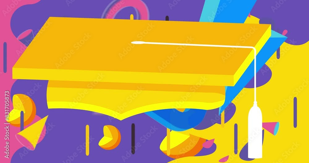Graduation Hat geometrical graphic retro Education theme background ...
