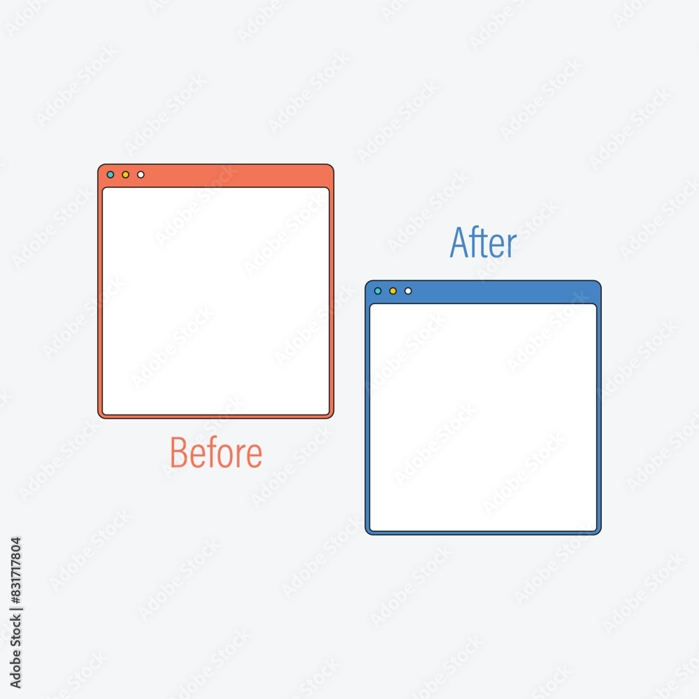 Before after template with comparison frames, vector. Before and after ...