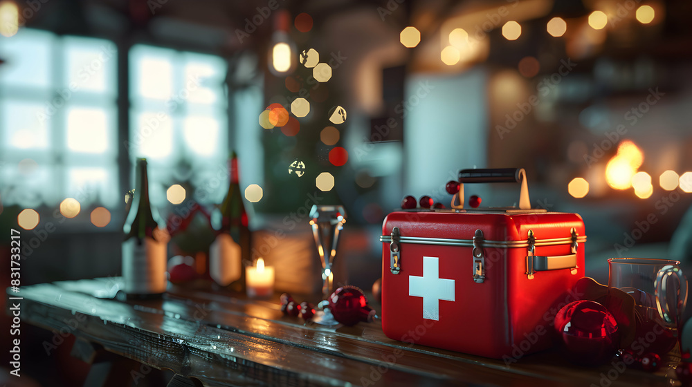 Festive Office Party: High Resolution Image of a Realistic First Aid ...