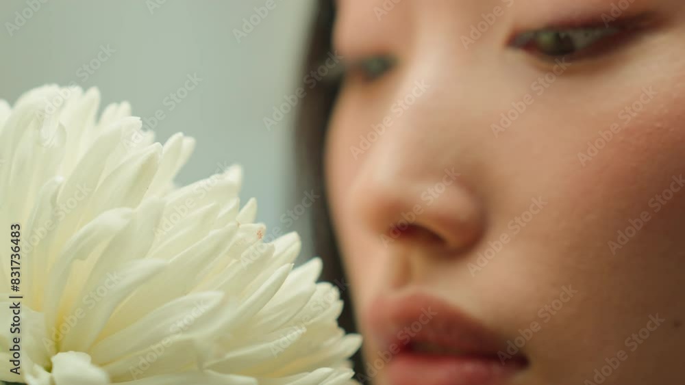 Portrait sensual Asian woman purity chinese korean japanese girl inhale ...