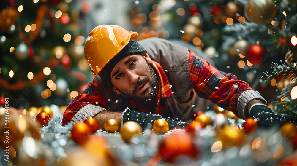Festive Workplace Fiasco: Worker Slipping on Decorations High ...