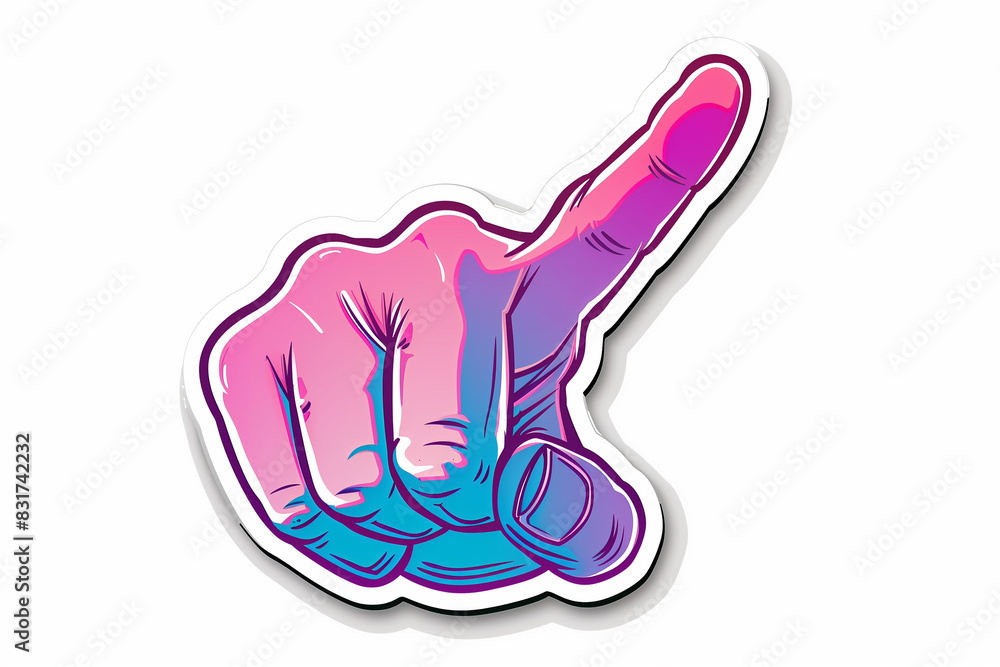sticker sur fond blanc d'un doigt pointé, index dans la direction de la ...