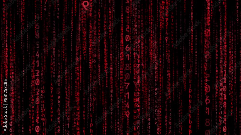 Futuristic matrix code background. Cyberpunk matrix code falling animation. Matrix rain code ...