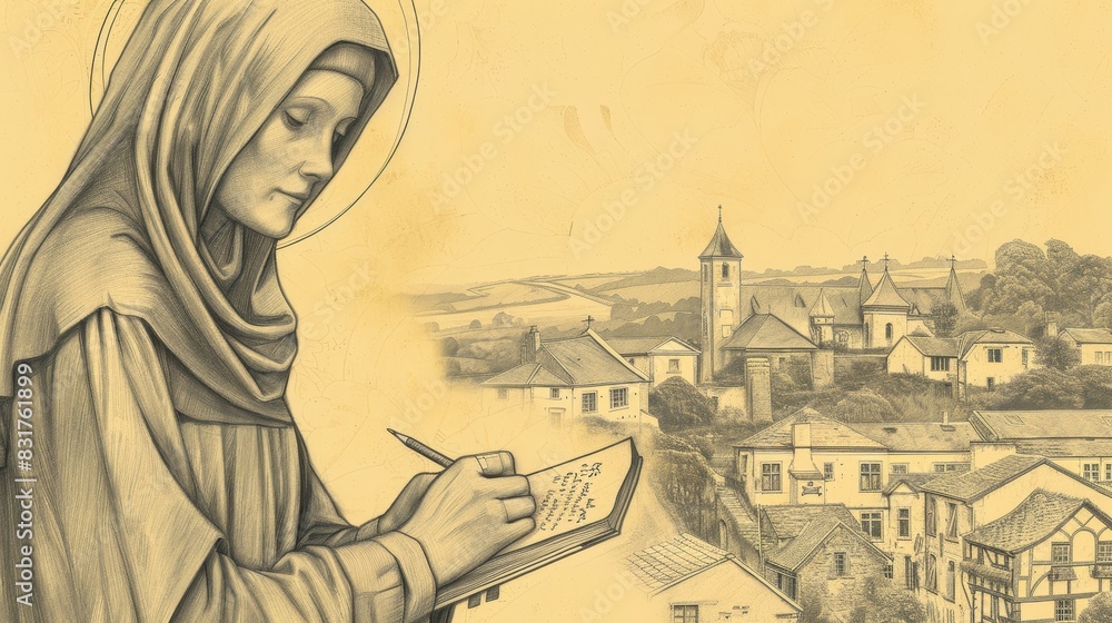 Writing of St. Julian of Norwich in 14th-Century English Village ...