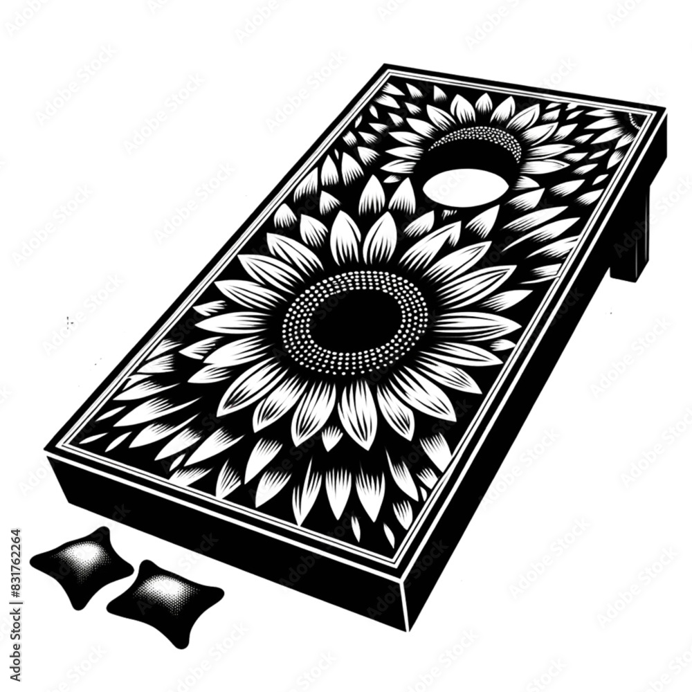 Cornhole Game Vector Illustration, Minimalist black and white vector ...