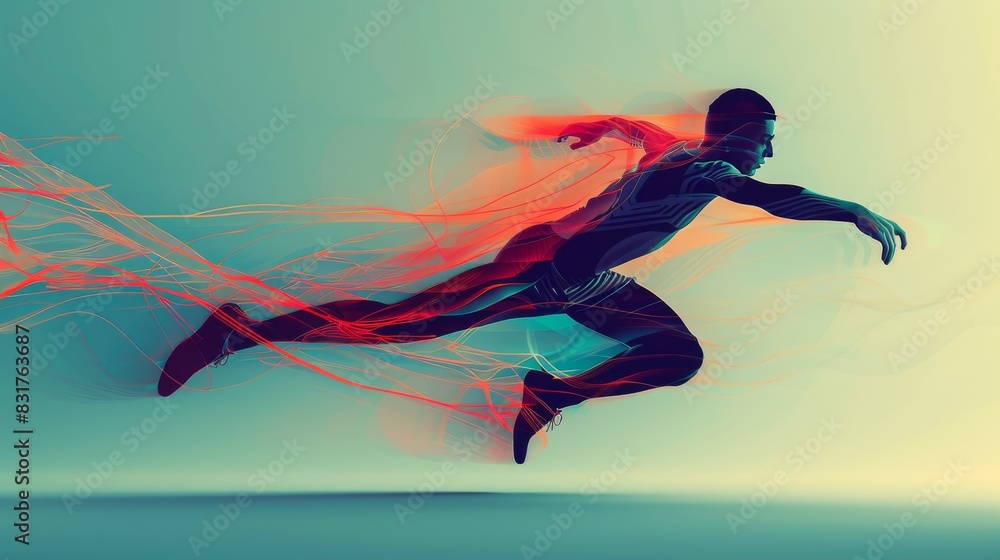 Dynamic digital artwork captures the peak moment of an olympic gymnast ...