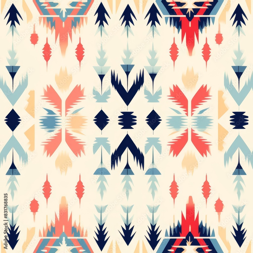 Japanese Kasuri Ikat bright geometric pattern, subtle colors ...