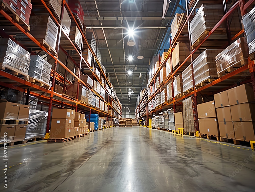 Warehouse with inventory management system, capturing the organized ...