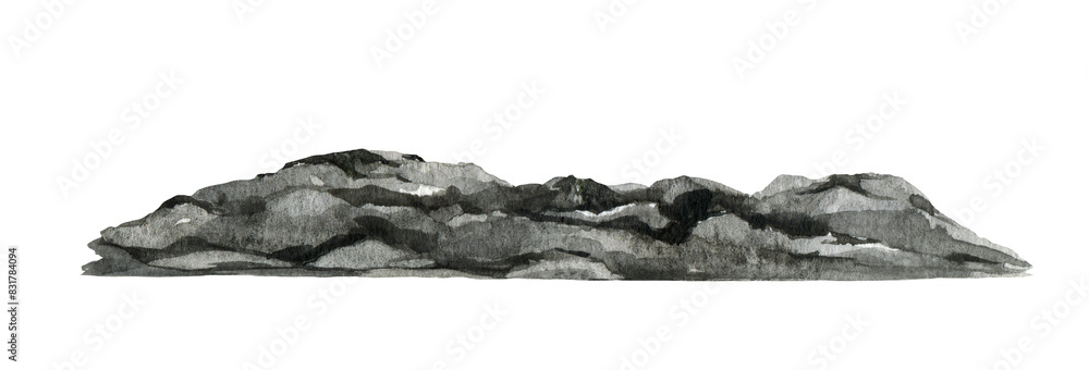 Soil pile watercolor painted illustration. Hand drawn ground background ...