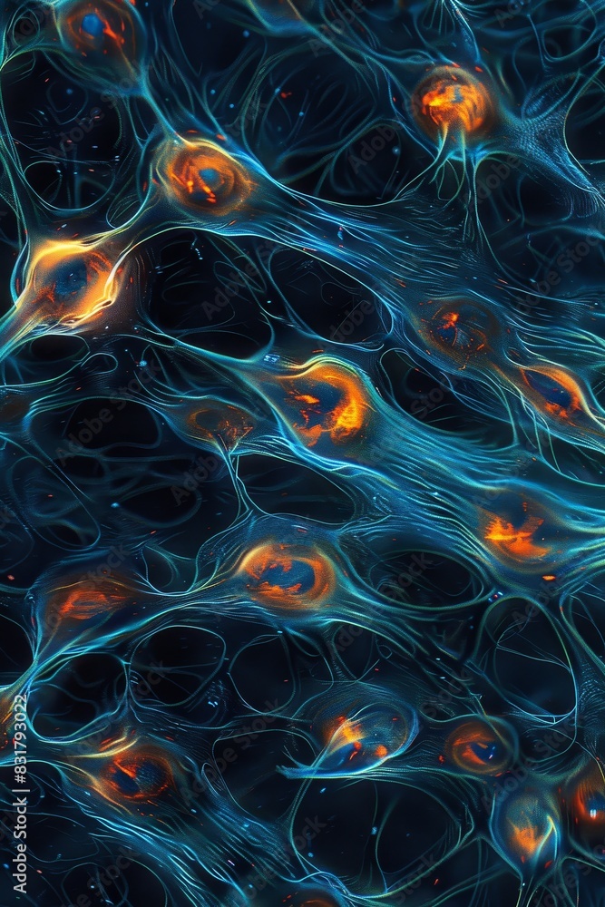 An impressive microscope view of human epithelial cells, displaying the ...