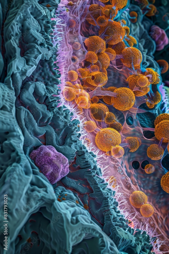 An impressive microscope view of human epithelial cells, displaying the ...