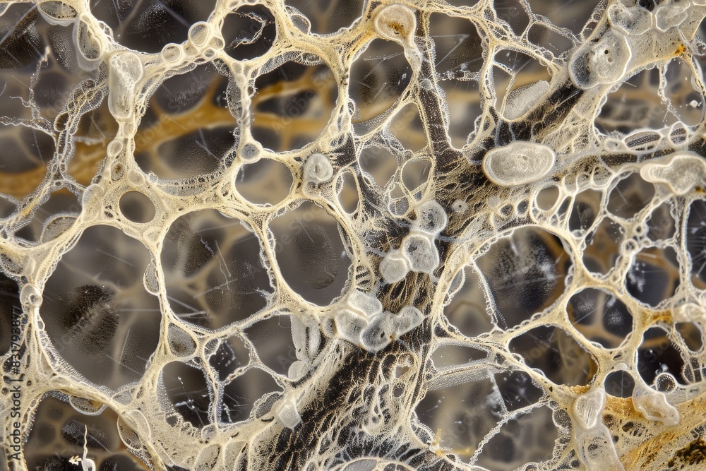 A high-resolution microscope view of a piece of bread mold, showcasing ...