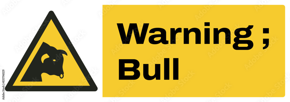 ISO warning safety signs_warning ; bull landscape size 1/2 a4,a3,a2,a1 ...