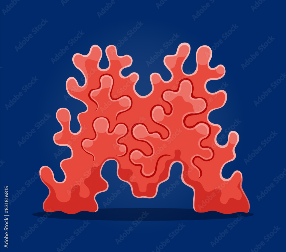Sea animals in underwater font, letter M as cartoon coral for undersea ...