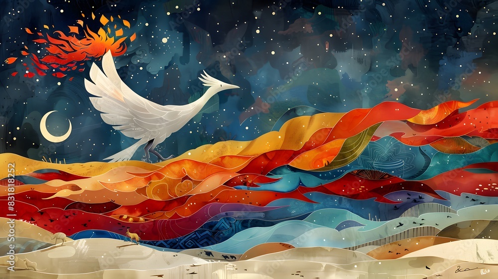 "Cartoon illustration of Buraq, the mythical creature in Islamic lore ...