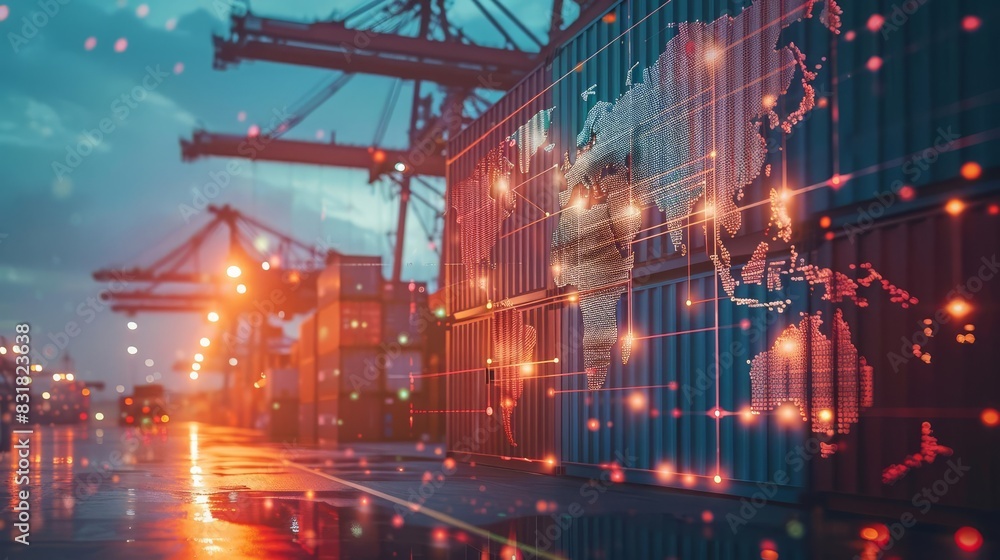 Global supply chain network (close up, focus on, copy space) Dynamic ...