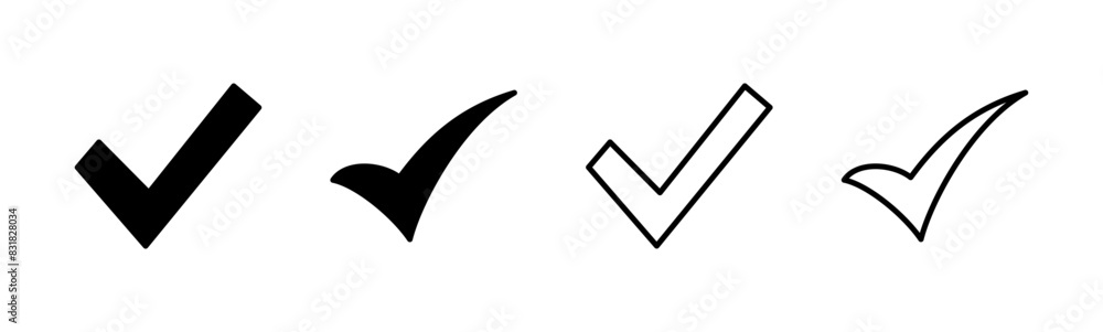 Check mark icon set. Check mark icon. Tick mark symbol vector Stock ...