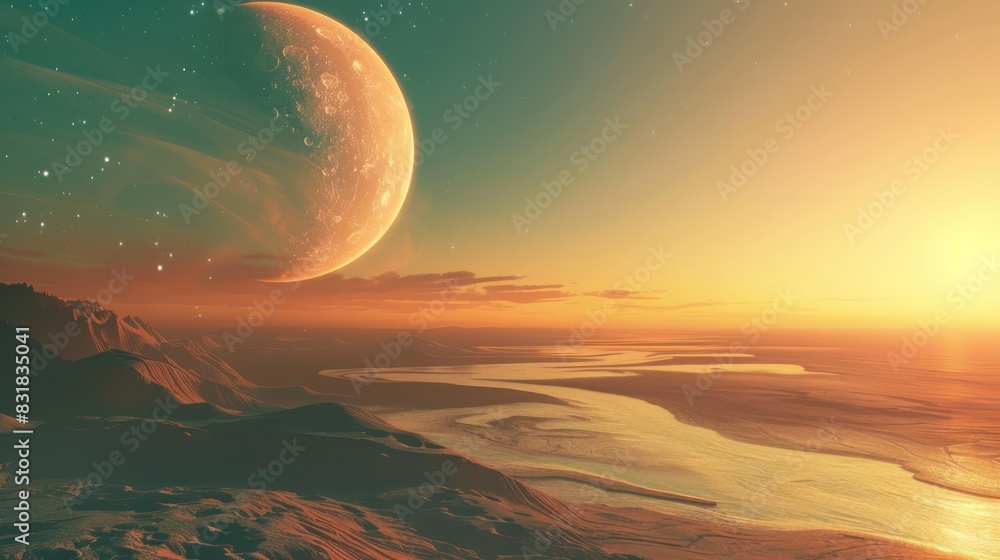 Celestial Bodies: Illustrate surreal scenes where celestial bodies such ...