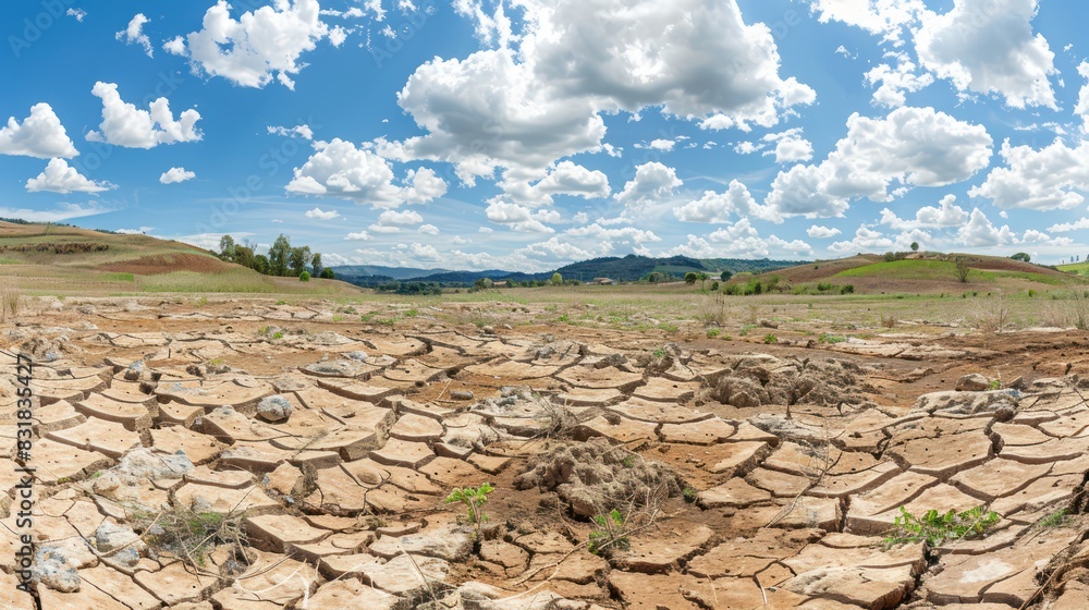 Drought-Stricken Landscapes: Photograph parched landscapes and cracked ...