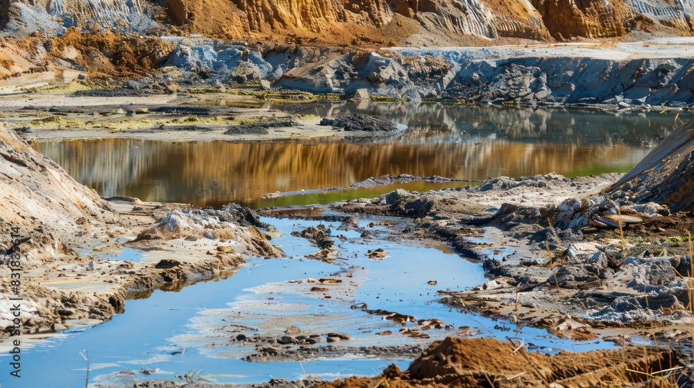 Eroded Mine Tailings: Illustrate the environmental damage caused by ...