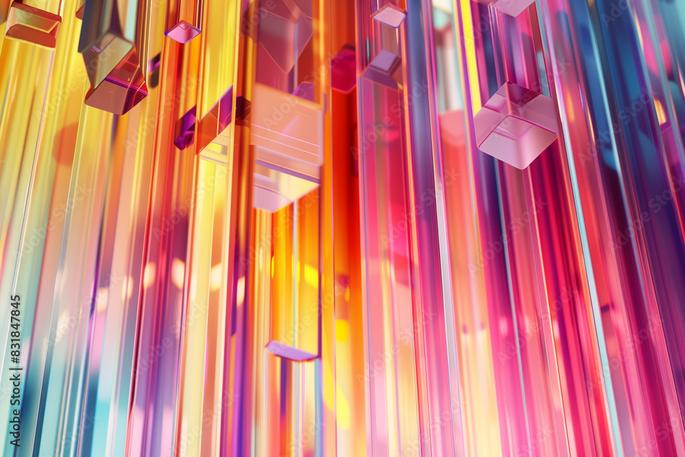 Abstract background with reeded glass effect, 3D render - High details ...