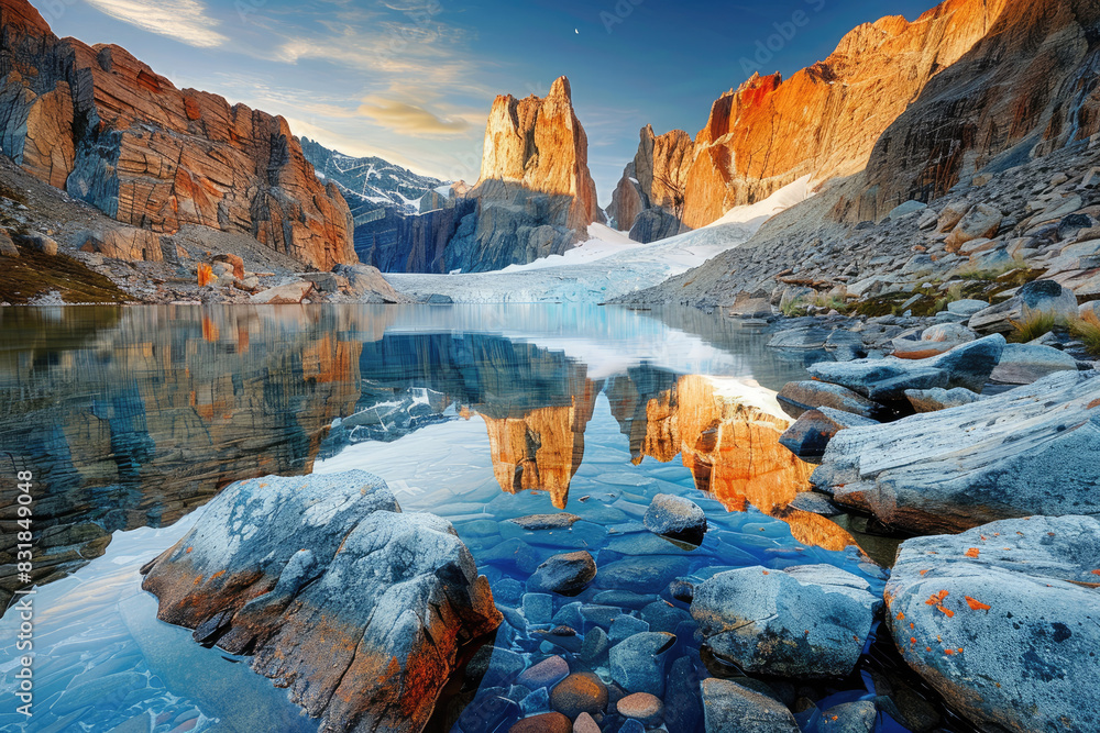 The breathtaking natural beauty of the soaring mountains and glacial ...