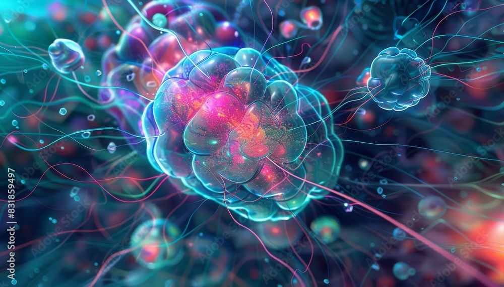 Capture the concept of Neural Synchronization in a dynamic, digital ...