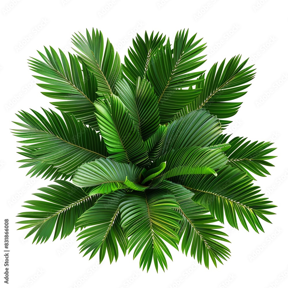 Cycas Leaf with dense, rosette arrangement, isolated white background ...