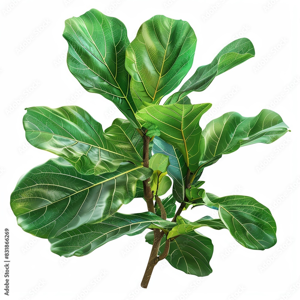 Fiddle Leaf Fig with lush, broad leaves, isolated white background ...