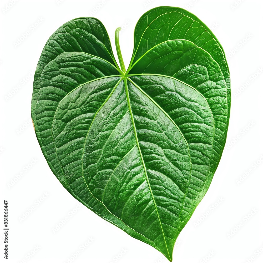 Anthurium Leaf with bold, heartshaped structure, isolated white ...