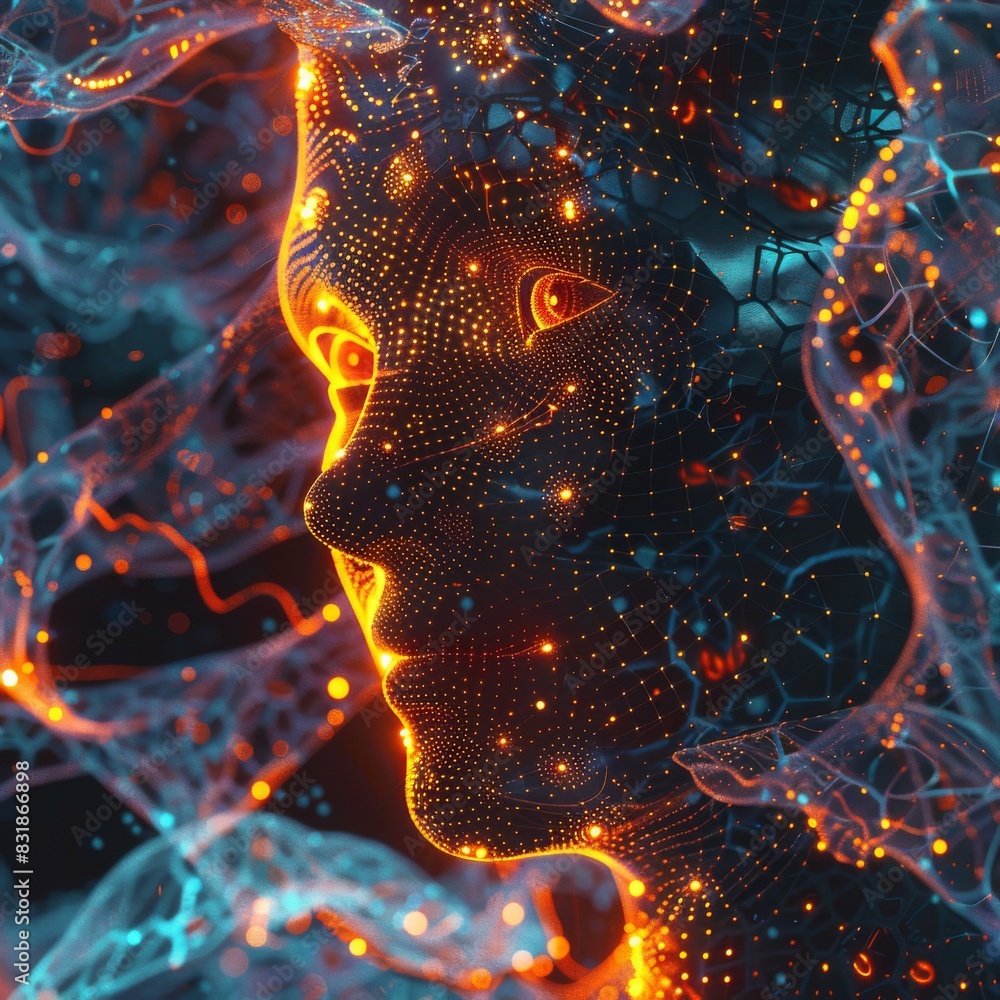 Illustrate a telepathic communication device, featuring intricate ...