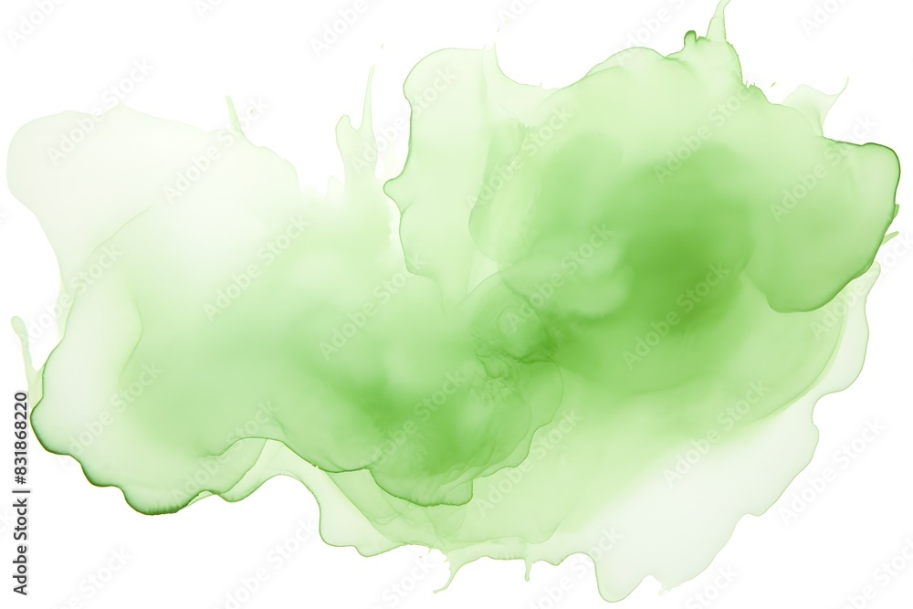 Watercolor green ink splash vector isolated on white background, green ...